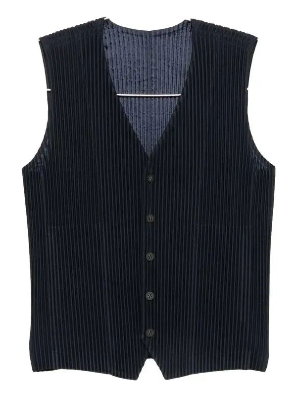 Issey Miyake Pleated V-neck Vest - Multicolor