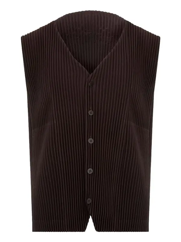 Issey Miyake Pleated V-neck Vest - Multicolor