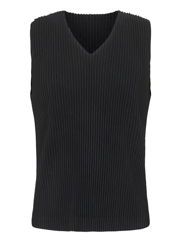 Issey Miyake Pleated V-neck Top - Multicolor