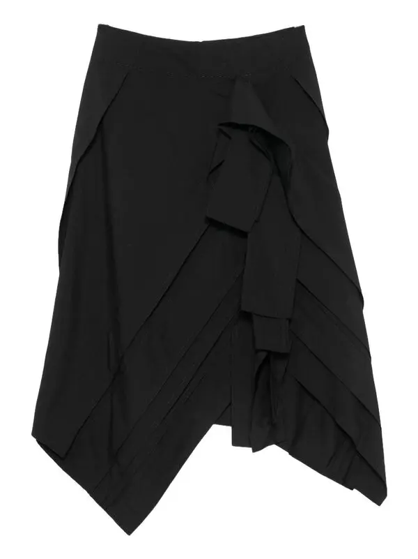 Bottega Veneta Black Asymmetric Hem Ruffled Skirt - Multicolor
