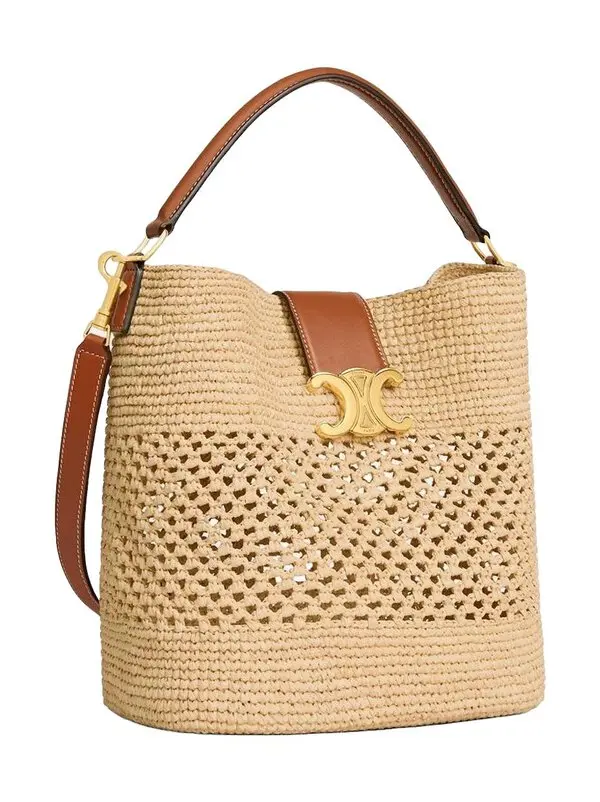 Celine Medium Raffia Bucket Bag - Multicolor