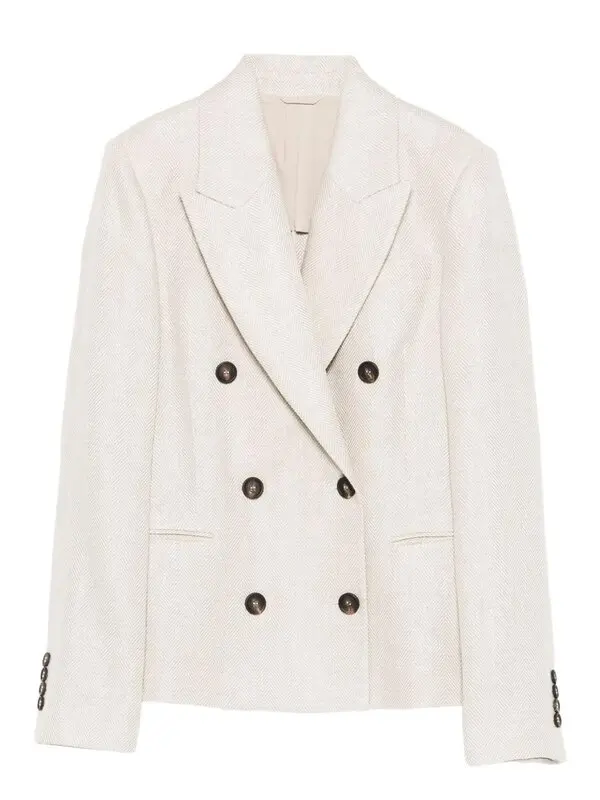 Brunello Cucinelli Double-breasted Linen Jacket - Multicolor