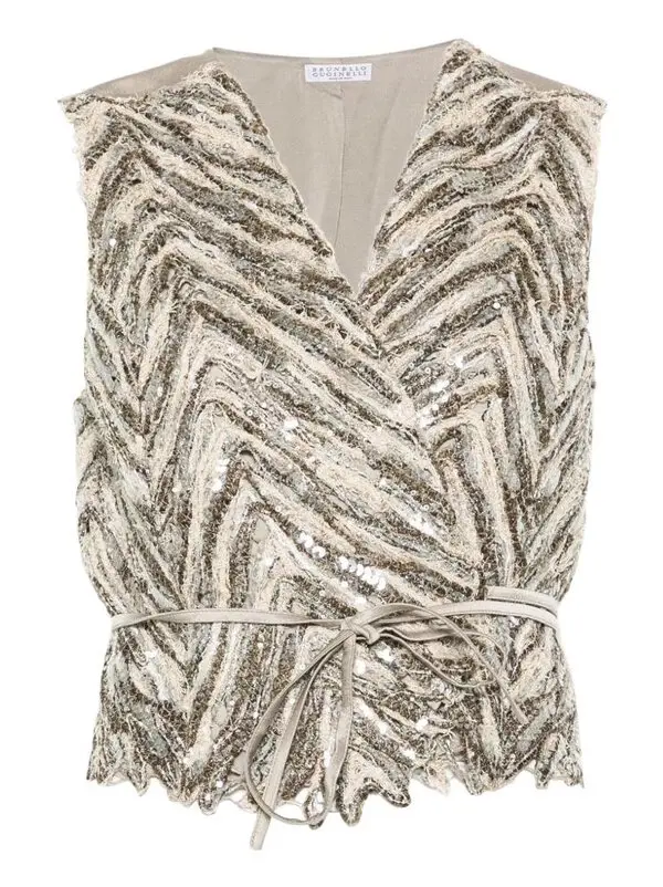Brunello Cucinelli Embroidered Silk Vest - Multicolor