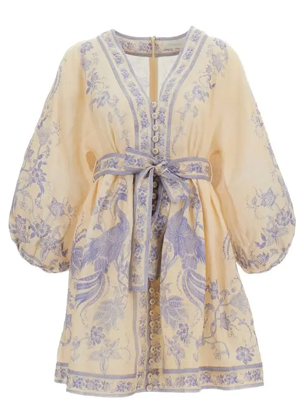 Zimmermann Indra Linen Mini Dress - Multicolor