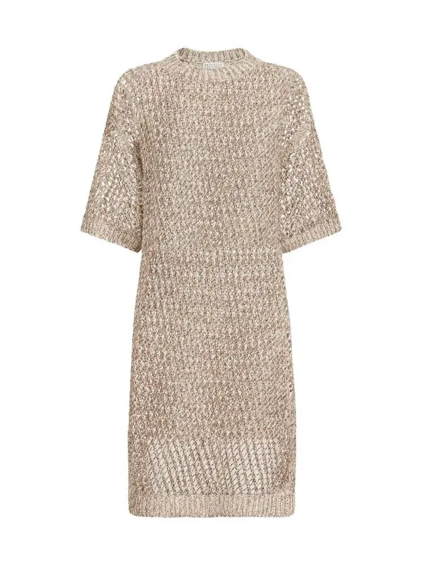 Brunello Cucinelli Wool And Silk Midi Dress - Multicolor