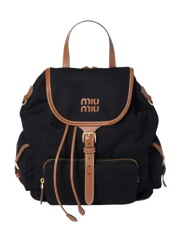 Miu Miu Canvas And Leather Large Backpack - Multicolor