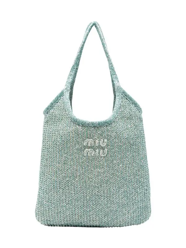 Miu Miu Sequined Crochet Knit Shoulder Bag - Multicolor