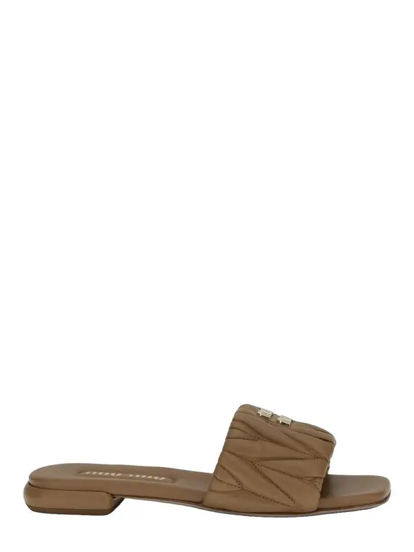 Miu Miu Calf Leather Heeled Sandal - Brown