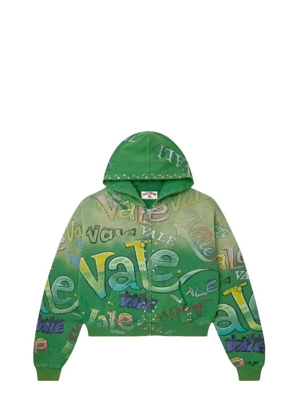 VALE FOREVER Spearmint Graffiti Zip-up Hoodie - Green