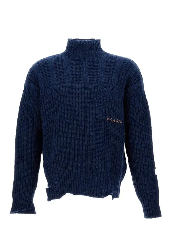 Marni Long-sleeved Jumper With High Neck - Multicolor