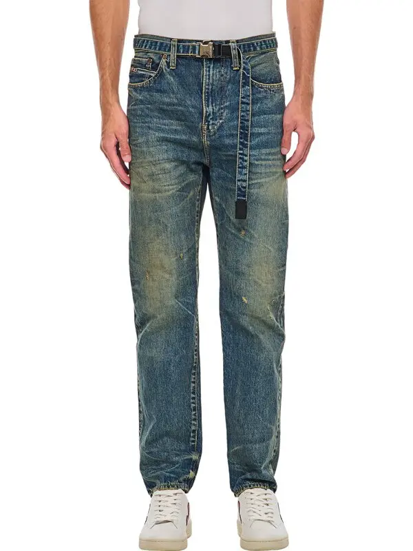 Sacai Belted Denim Pants - Multicolor