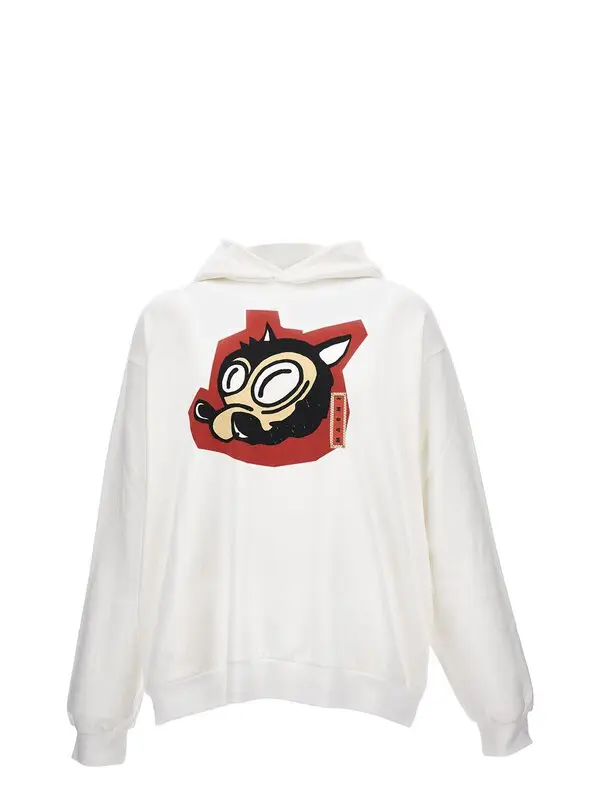 Marni Hooded Sweatshirt With Front Print - Multicolor