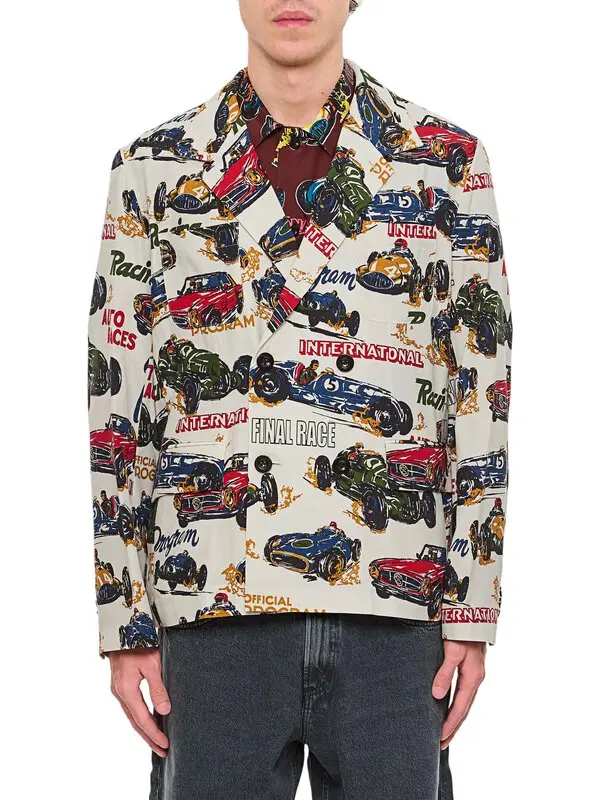 Sacai Double-breasted Car Race Print Jacket - Multicolor