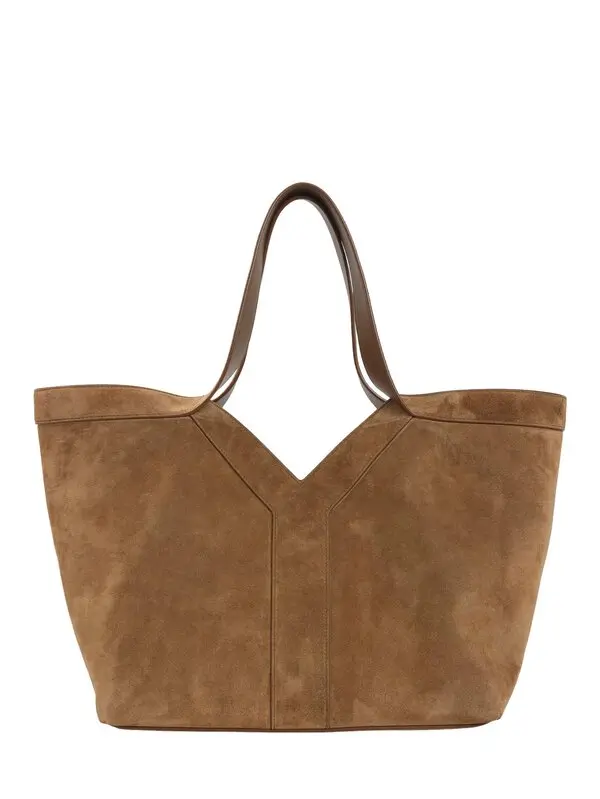 Saint Laurent Suede Y Tote Bag - Brown