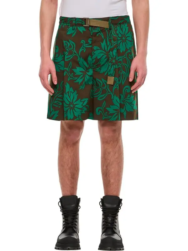 Sacai Floral Print Belted Shorts - Multicolor