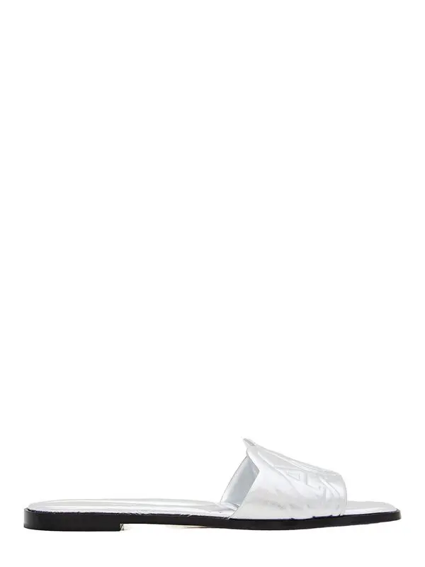 Alexander McQueen Flat Leather Slide Sandal - Multicolor