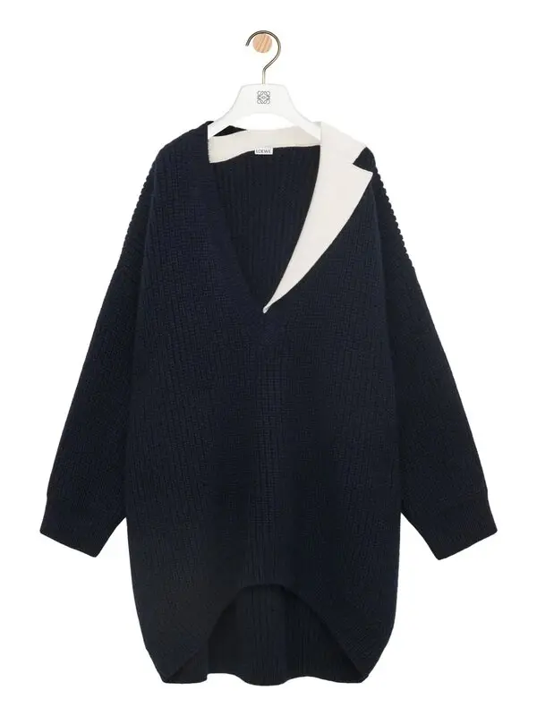 Loewe Blue V-neck Oversized Sweater - Multicolor