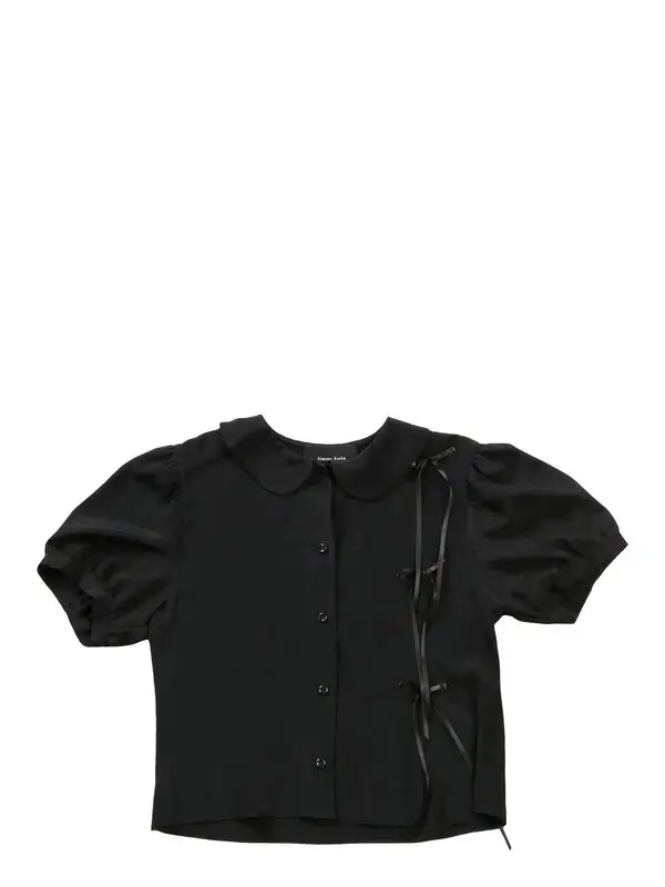 Simone Rocha Black Puff Sleeve Peter Pan Collar Blouse - Multicolor