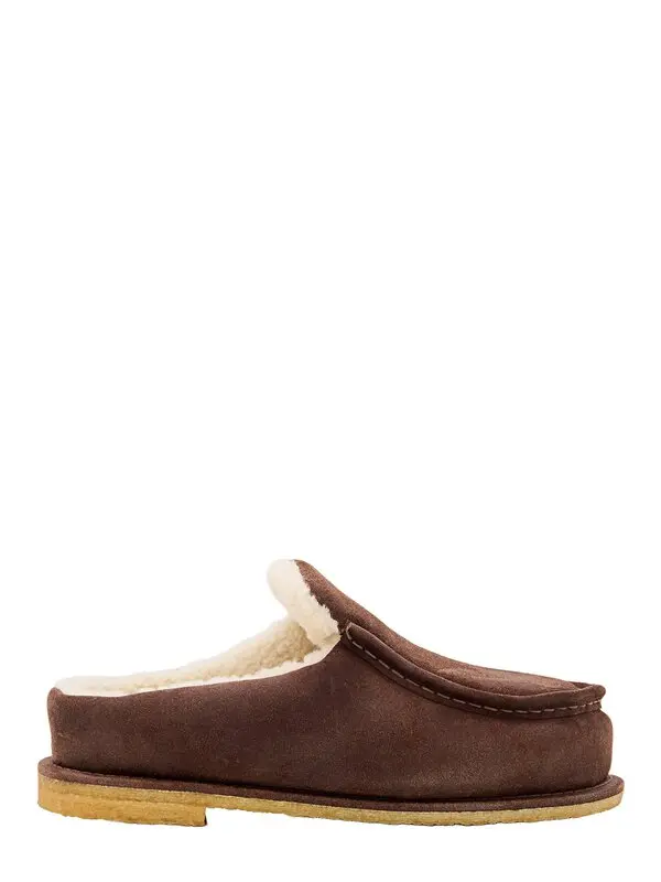JW Anderson Suede Fur Lined Mules - Multicolor