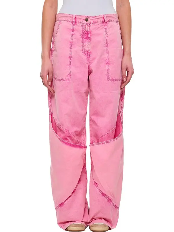 Attico Long Baggy Denim Trousers - Multicolor