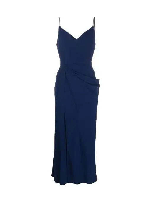 Alexander McQueen Asymmetrical Ruched Midi Dress - Multicolor