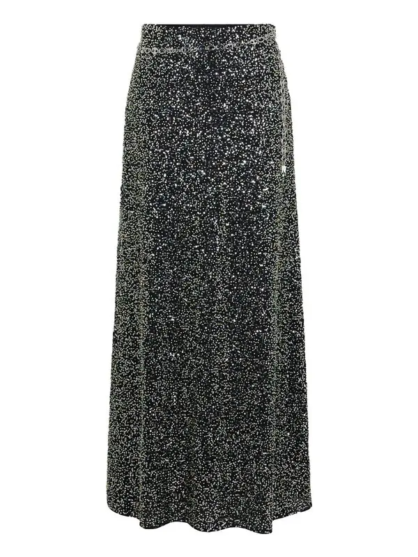 Rabanne Black Sequin Embellished Maxi Skirt - Multicolor