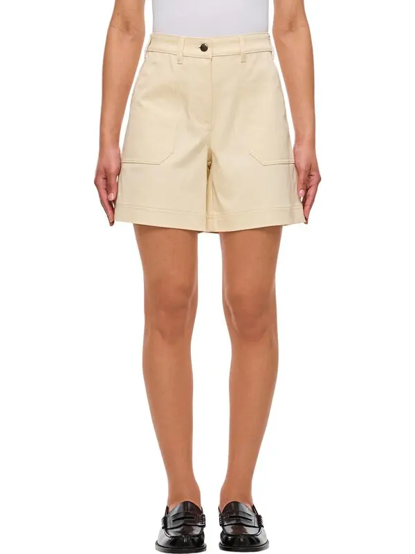 Moncler Cream Belted Tailored Shorts - Multicolor
