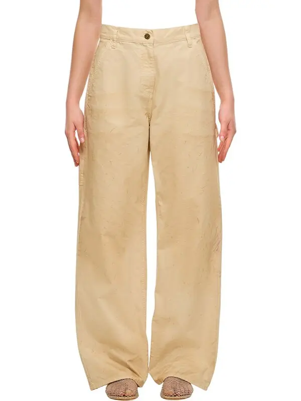 GOLDEN GOOSE Beige Cotton Carpenter Pants - Multicolor