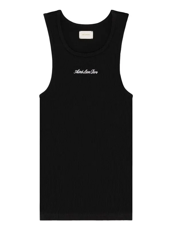 Aimé Leon Dore Embroidered Logo Ribbed Tank Top - Black