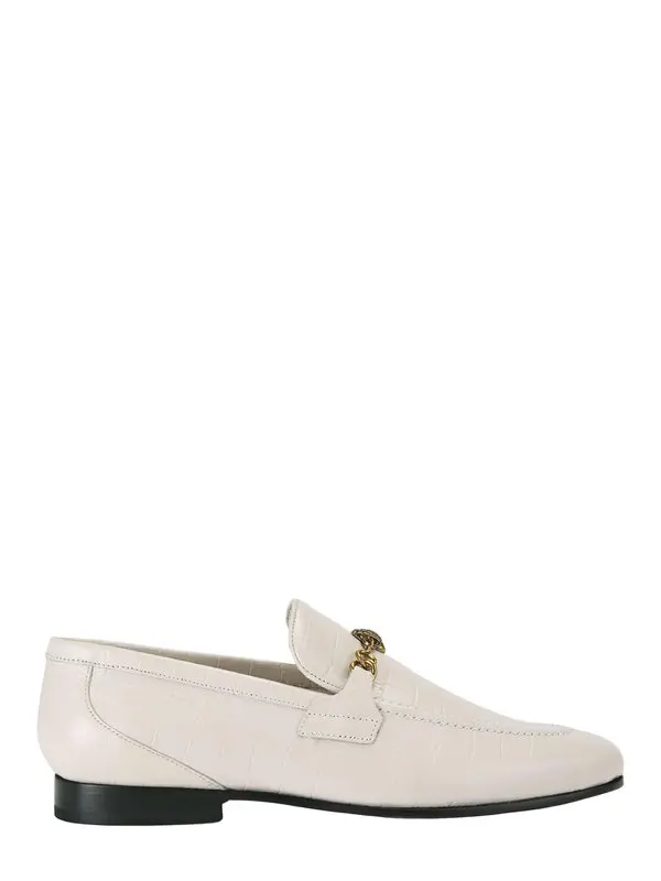 Kurt Geiger Alton Croc-embossed Leather Loafers With Chain Detail - Beige