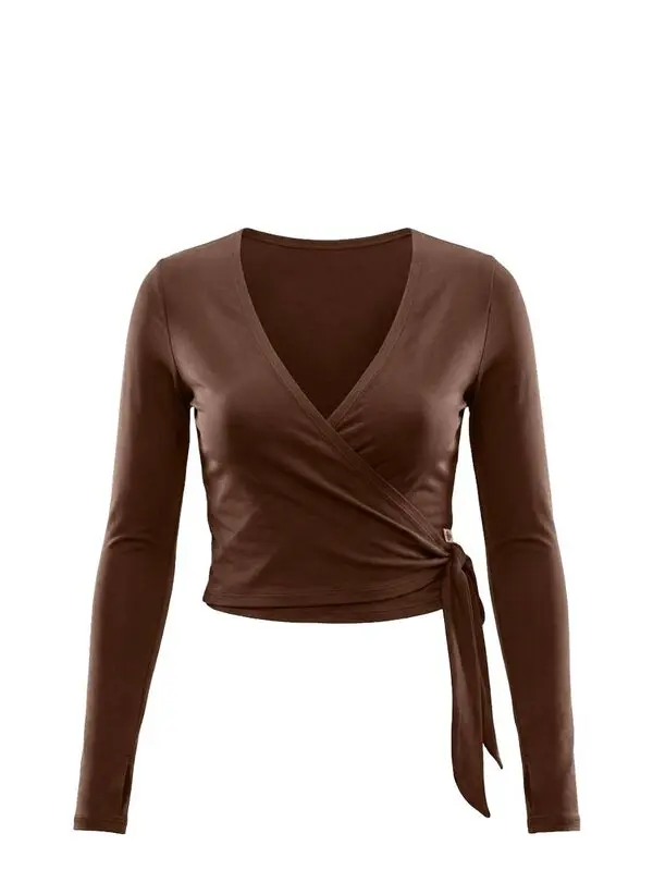 BE ATHLETICA Ultimate Ballet Wrap Top - Brown