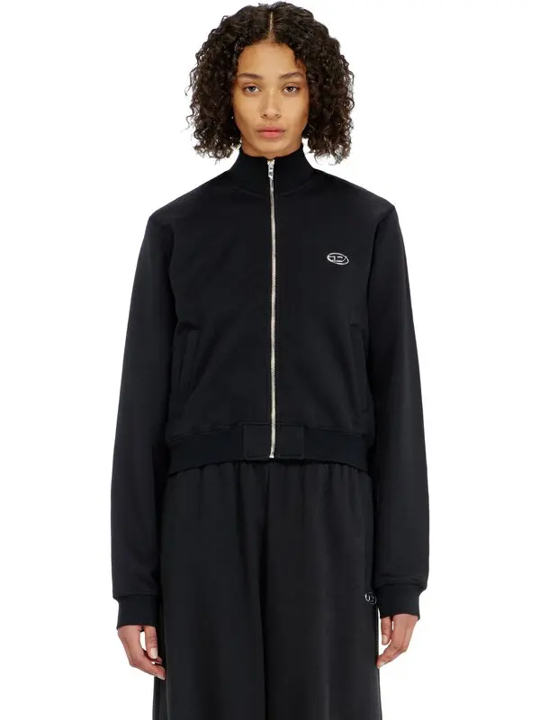 DIESEL® Organic Cotton Zip-up Sweatshirt With Oval D Logo - Black