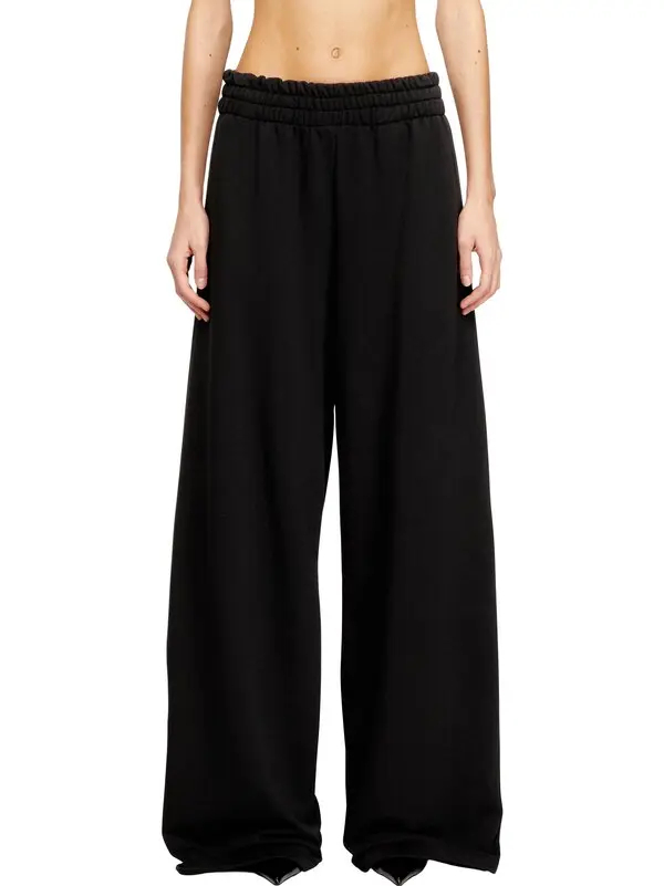 DIESEL® Organic Cotton Loose Track Pants With Elastic Waistband And Embroidered Logo - Black