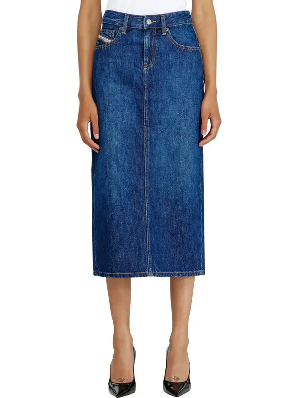 DIESEL® Dna" Denim Midi Skirt With Five-pocket Construction - Blue