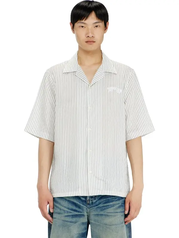 DIESEL® Half-sleeve Shirt In Pinstripe Modal - Multicolor