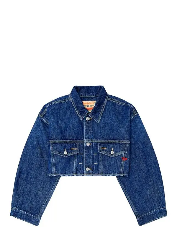 DIESEL® Cropped Oversized Denim Trucker Jacket - Blue