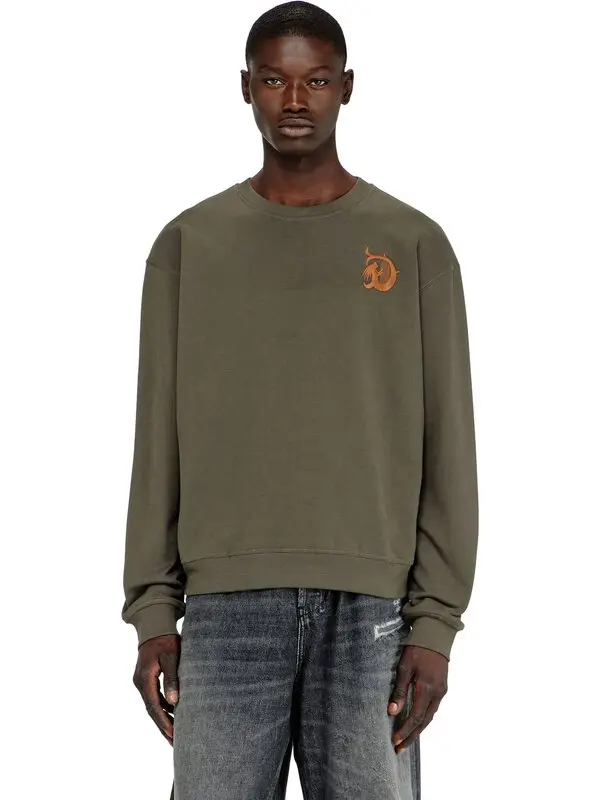 DIESEL® Sweatshirt With Embroidered Logo And Flock Print - Green