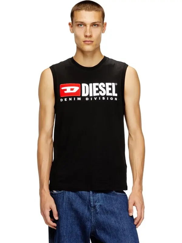 DIESEL® Tank Top With Chest Logo Print - Black