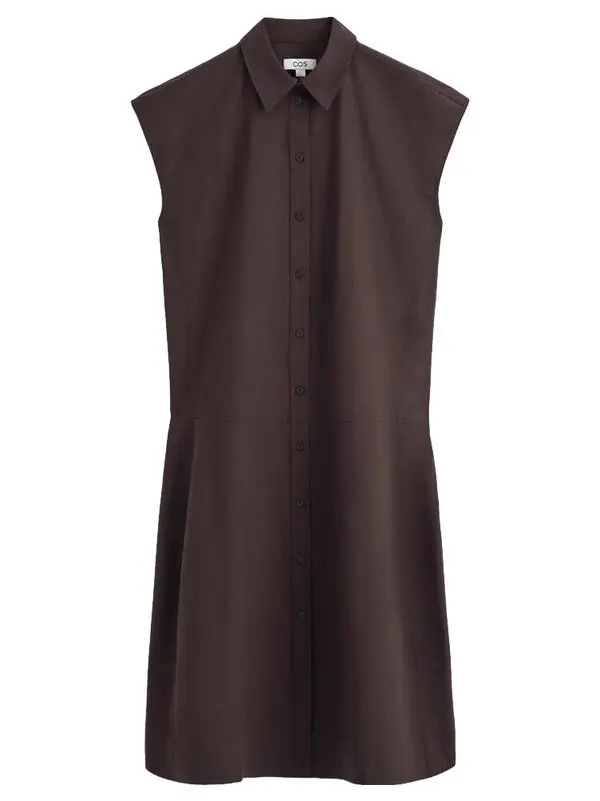 Cos Sleeveless Cotton-poplin Shirt Dress - Brown