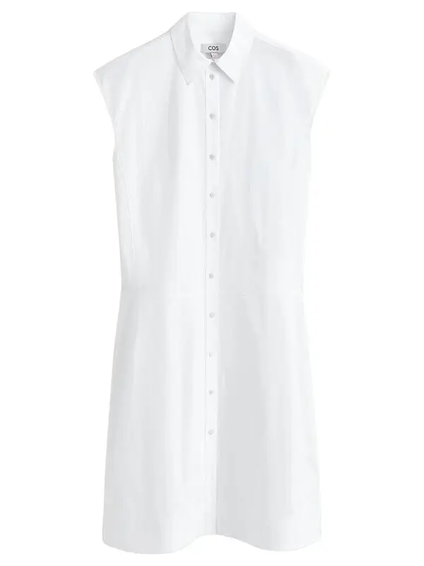 Cos Sleeveless Cotton-poplin Shirt Dress - White