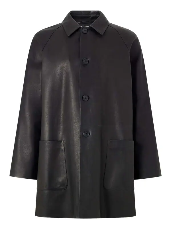THE ROW Rajan Leather Coat - Black