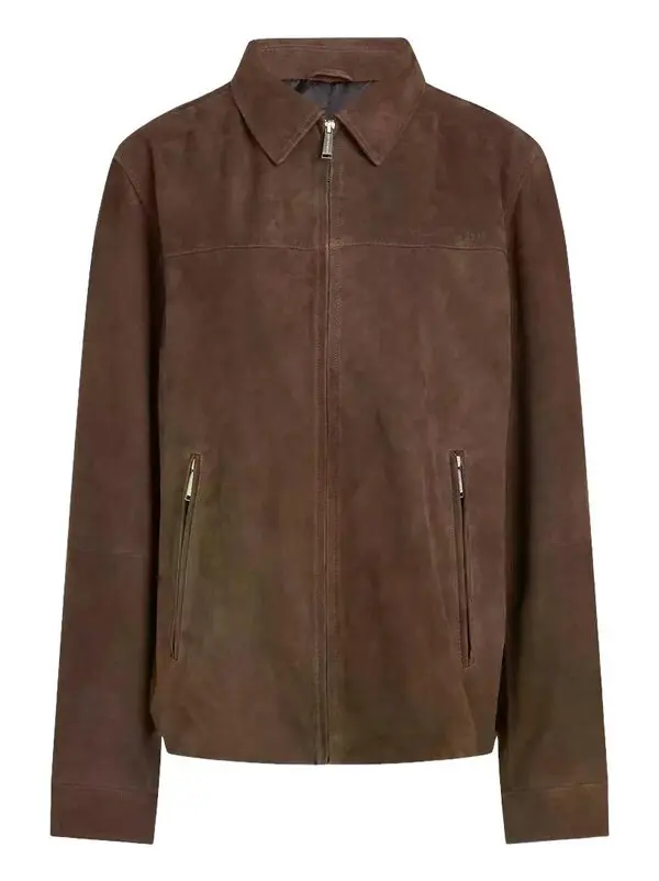Karl Lagerfeld Zip-up Suede Jacket - Brown