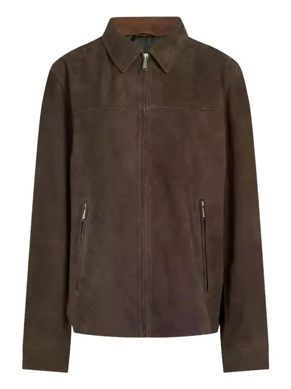 Karl Lagerfeld Zip-up Suede Jacket - Brown