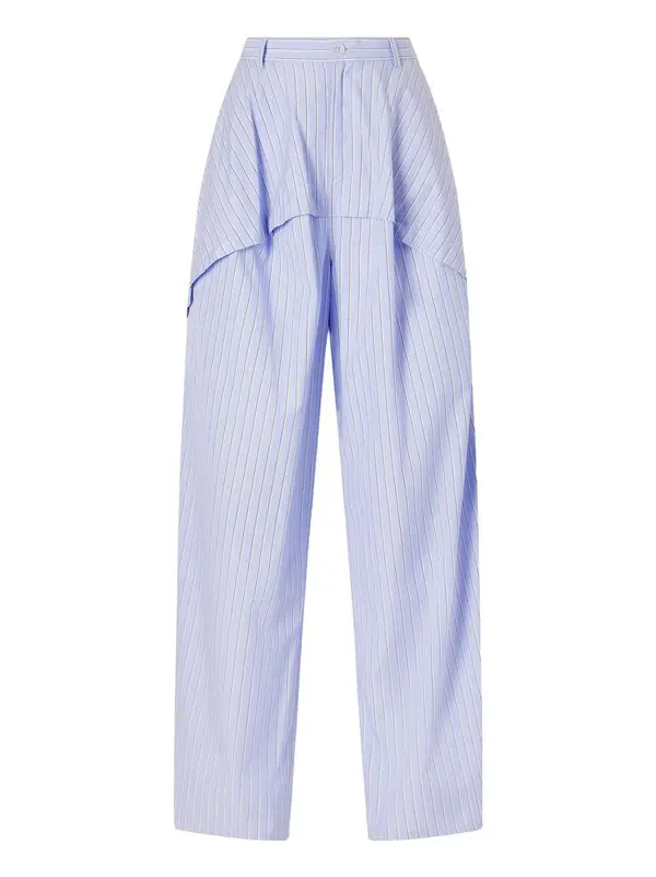 Loewe Paneled Striped Cotton Poplin Wide-leg Pants - Blue