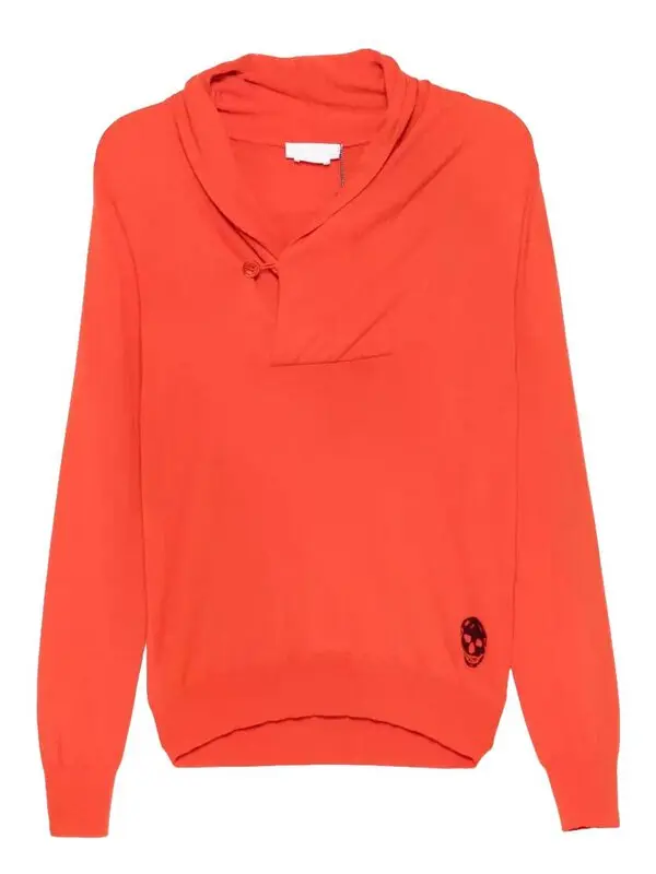 Alexander McQueen Skull Embroidered Cashmere Sweater - Red