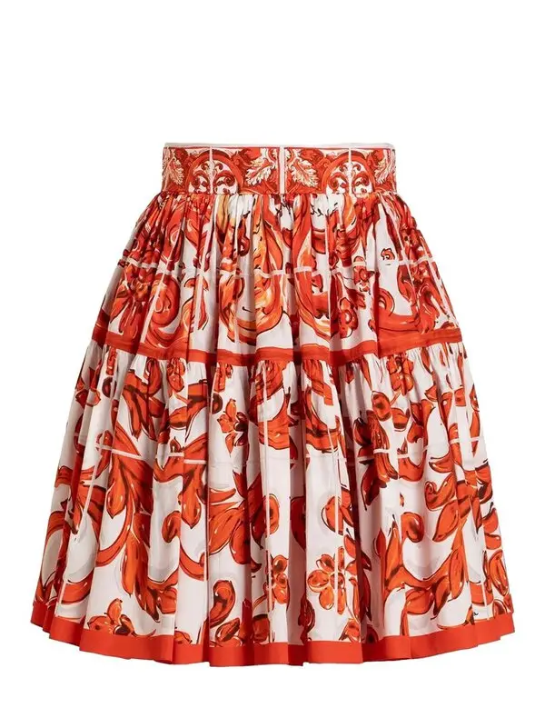 Dolce & Gabbana Majolica-print Poplin Short Skirt - Multicolor
