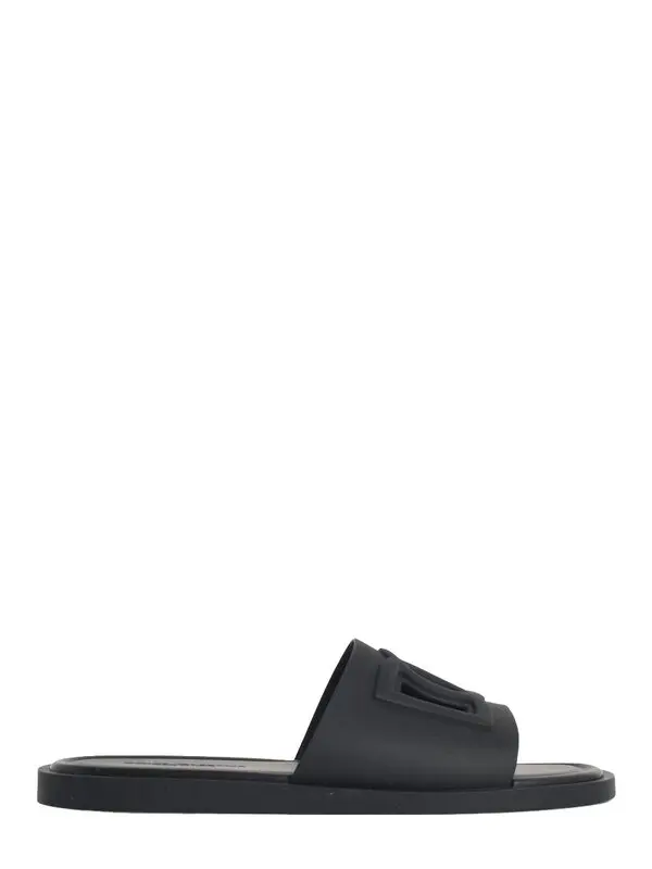 Dolce & Gabbana Dg Logo Rubber Slides - Black