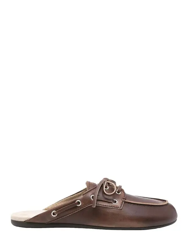 Miu Miu Faded Leather Deck Mules - Brown