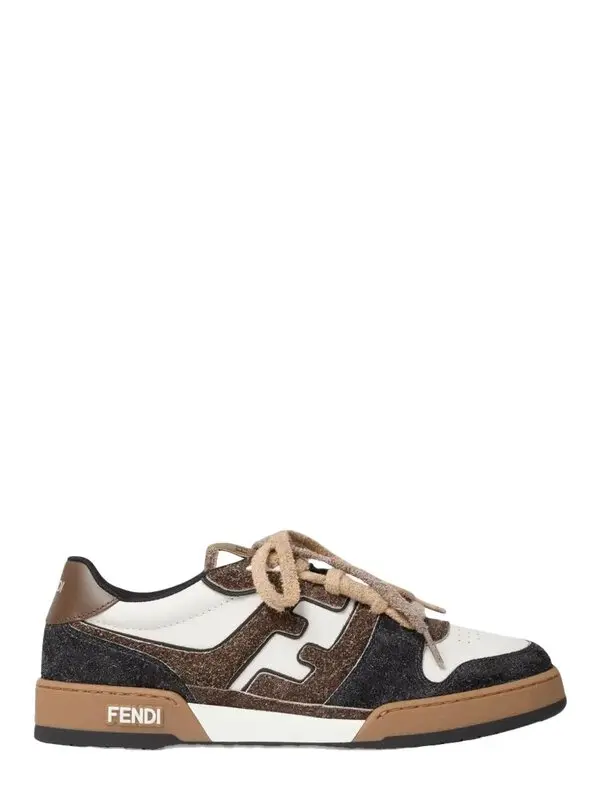 Fendi Match Leather And Suede Sneakers - White