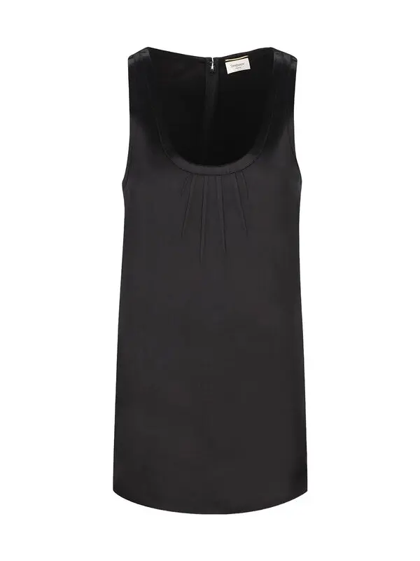 Saint Laurent Cassandre Shift Dress In Satin - Black